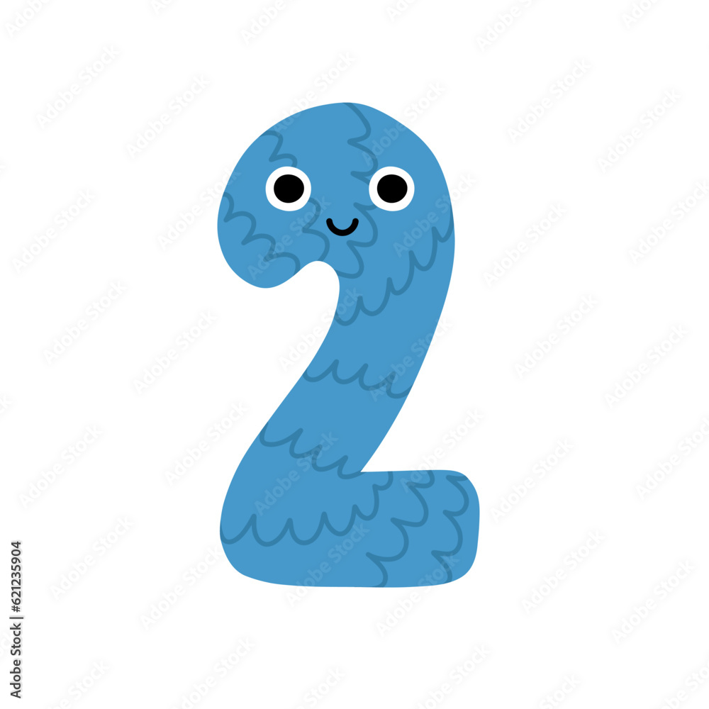 Vetor de Cute number two character for kids. Leaning numbers for ...
