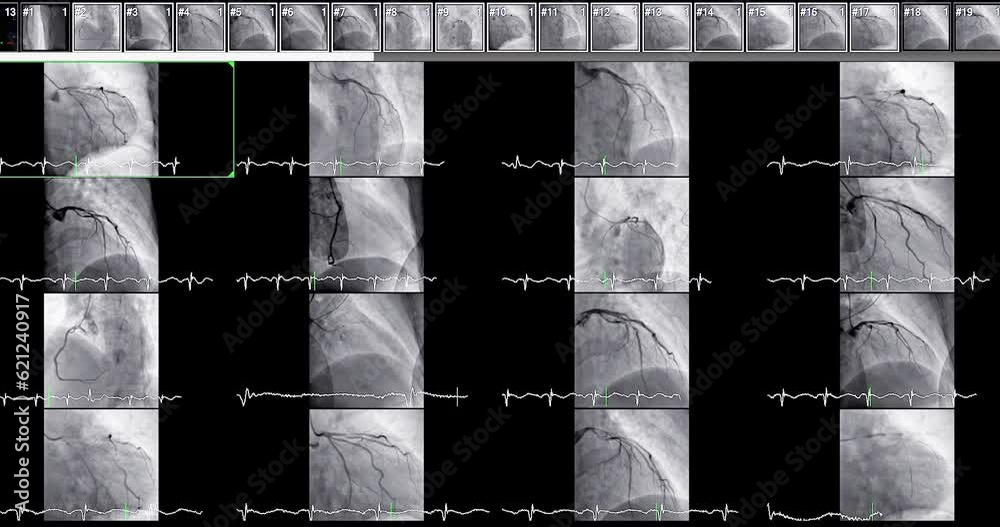 Video „Cardiac catheterization showing coronary arteries used to ...