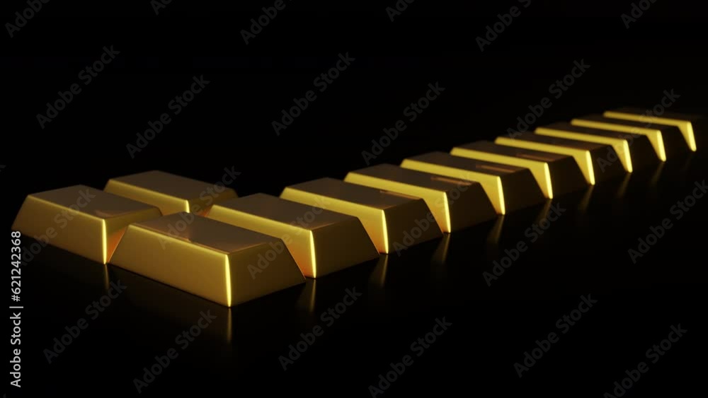 Pure gold animated bricks accumulating and forming a pyramid, 4k ...