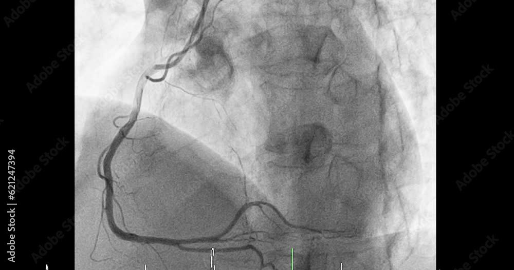 Cardiac catheterization showing coronary arteries used to diagnose and ...