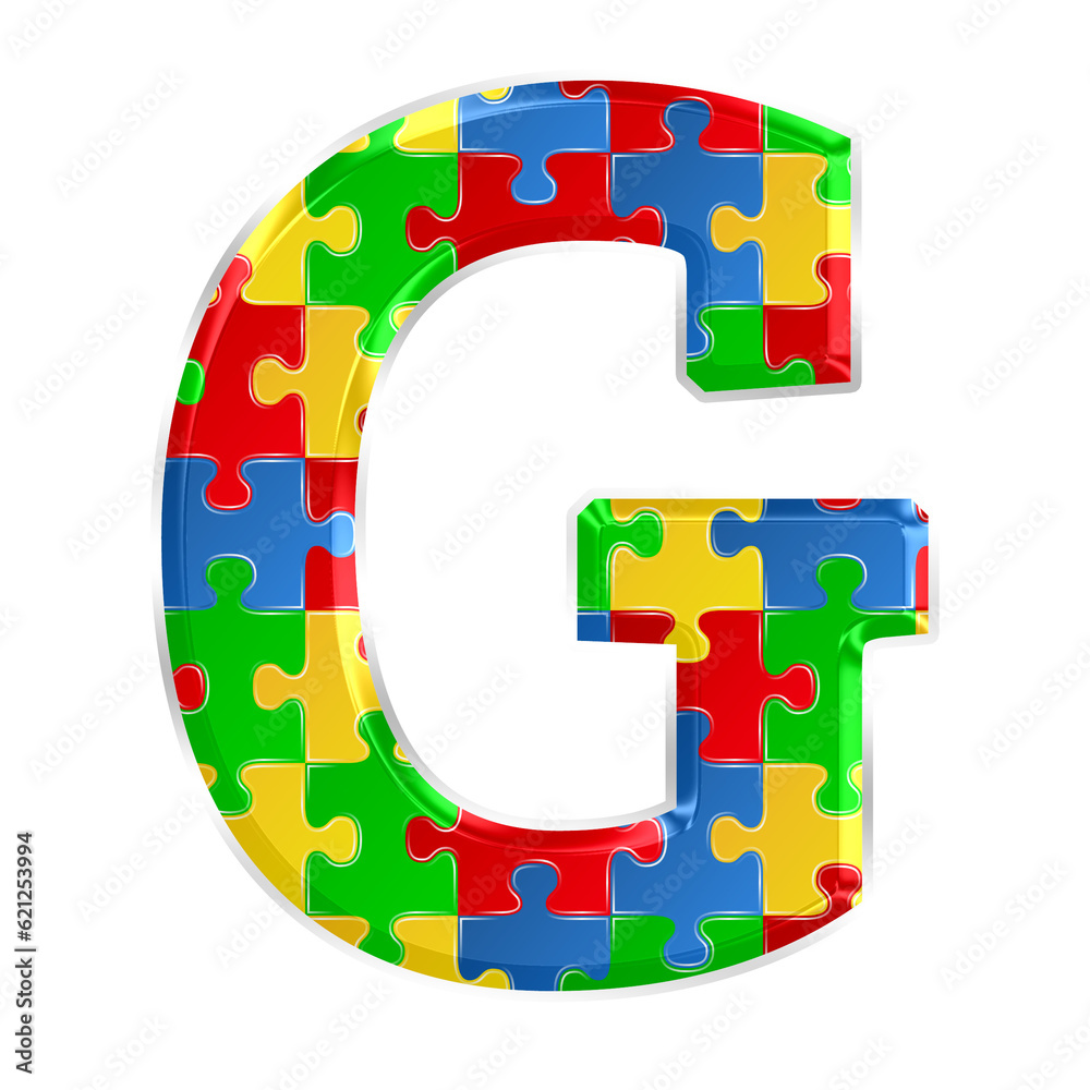 Colorful puzzle alphabet letter G, isolated on transparent background ...