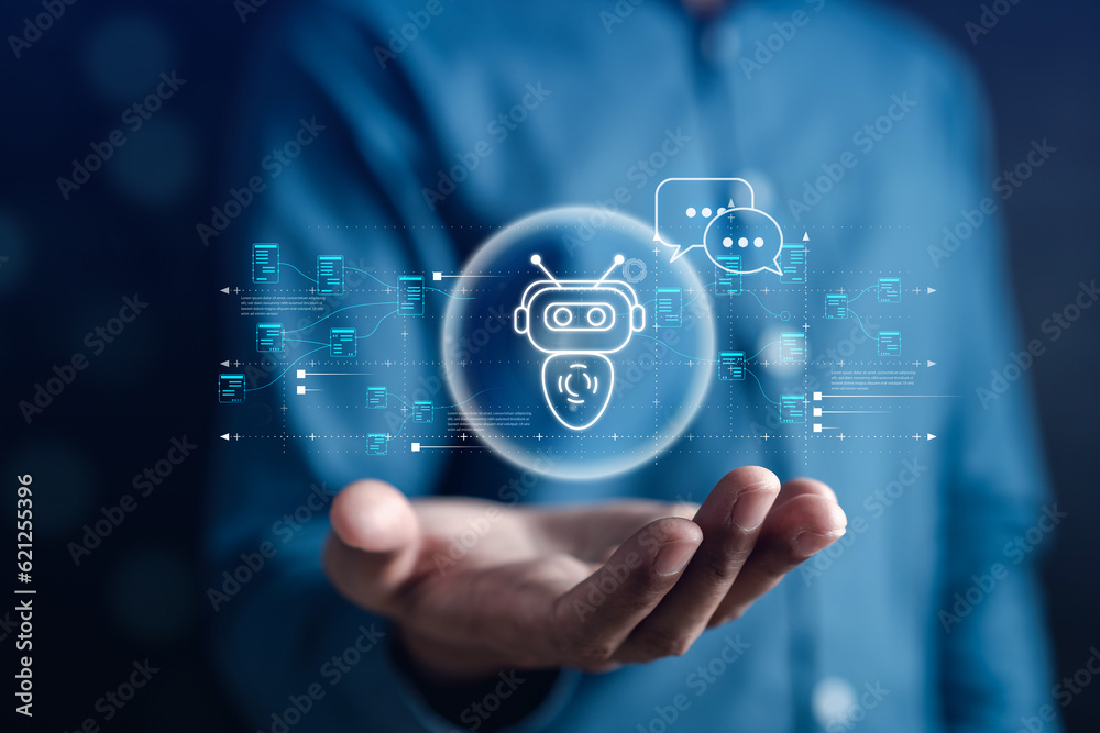 Businessman using ai technology. chat bot with AI Artificial ...