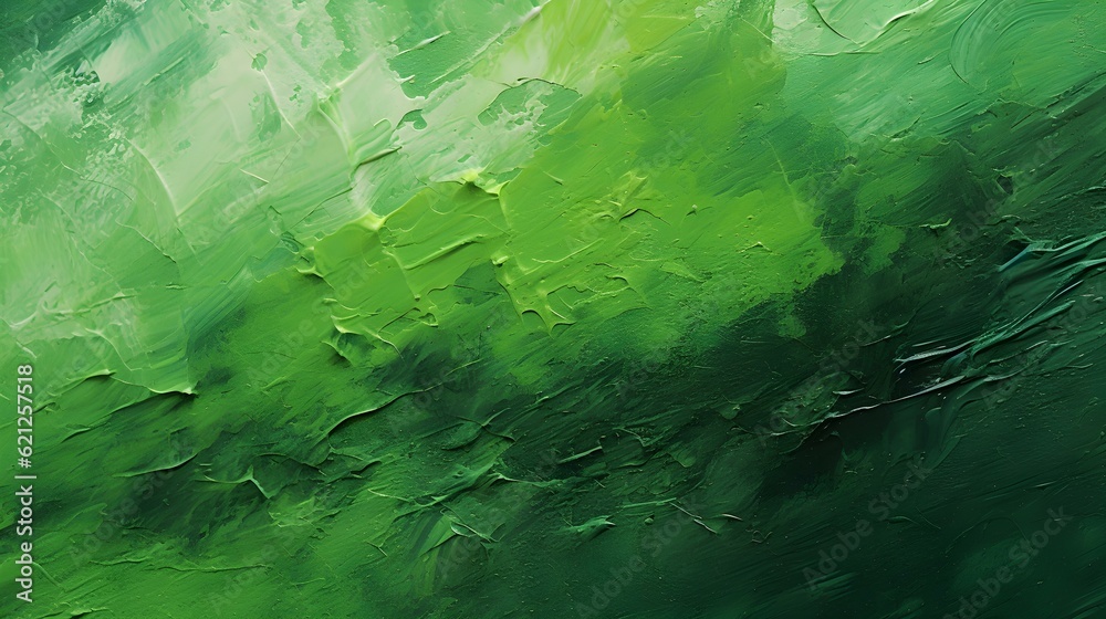 Paint Texture in green Colors with visible Brush Strokes. Artistic ...