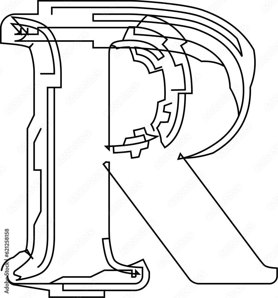 Architectural project font, technical draw style alphabet. Geometrical ...