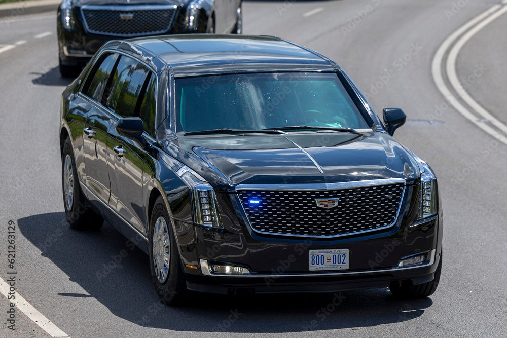 Vilnius Lithuania 2023-07-08 The United States presidential state car ...