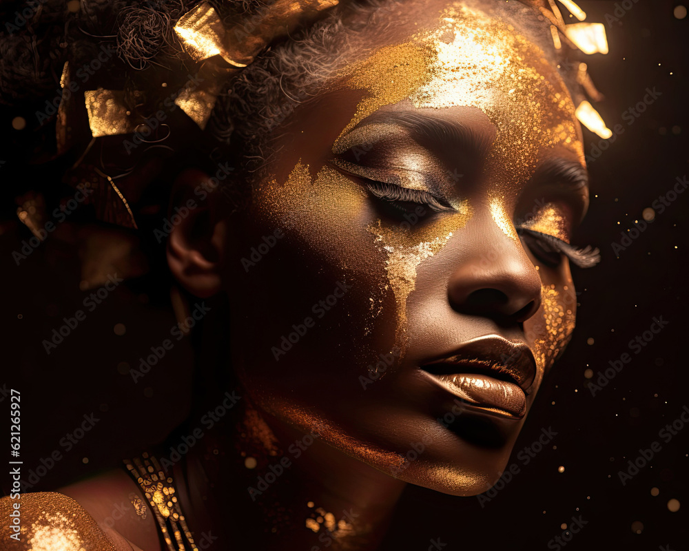 Foto de Generative AI illustration of stunning dramatic strong African ...