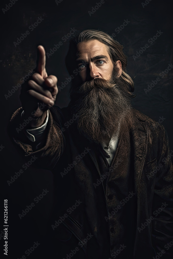 Generative AI illustration of Frontier style old Wild West precher man ...