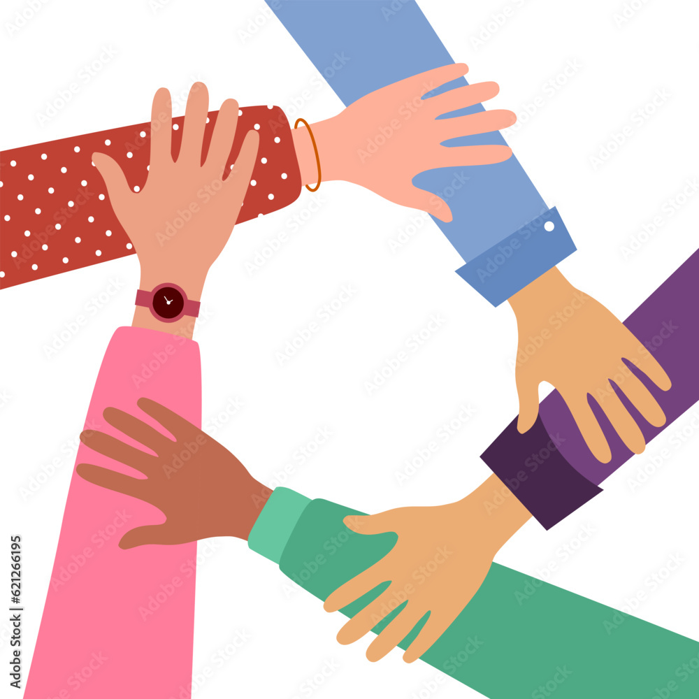 Teamwork hands concept vector illustration. hands together showing ...
