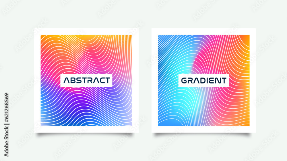 2 Abstract Posters with Complex Gradients and Grid. All texts and ...