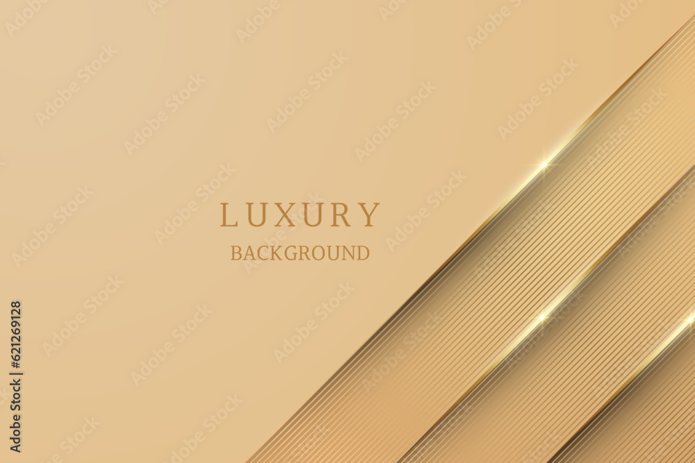 Luxury gold background with golden straight line and paper layer in 3d ...
