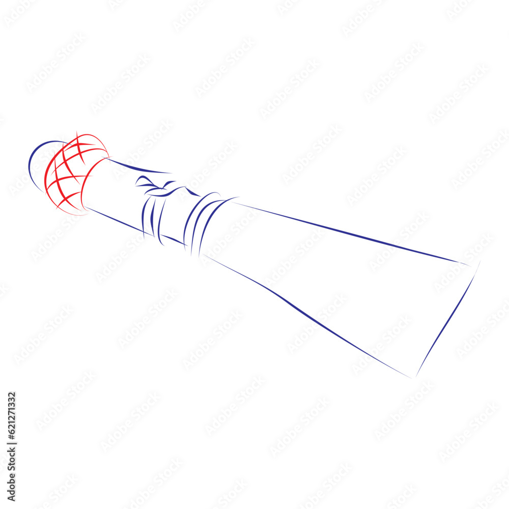 Continuous line drawing of a double reed for bassoon, curtal, dulcian ...