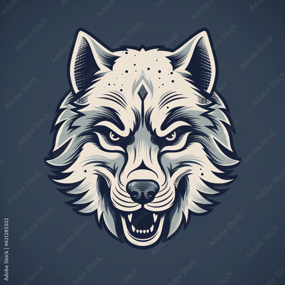 Wolf head logo, sticker. Angry, fierce, tough-looking, aggressive ...