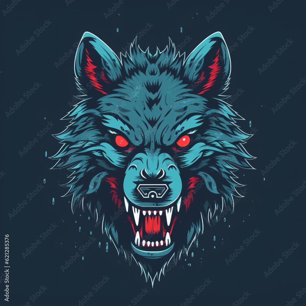 Wolf head logo, sticker. Angry, fierce, tough-looking, aggressive ...