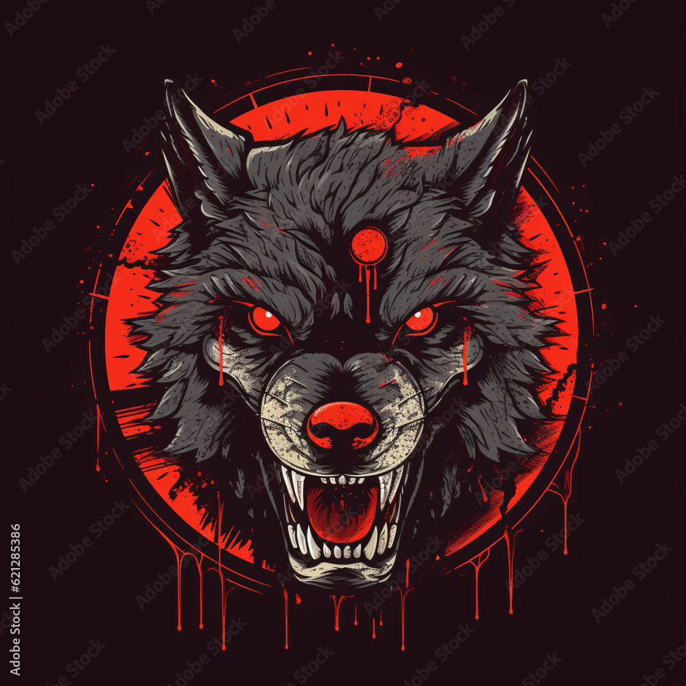 Wolf head logo, sticker. Angry, fierce, tough-looking, aggressive ...