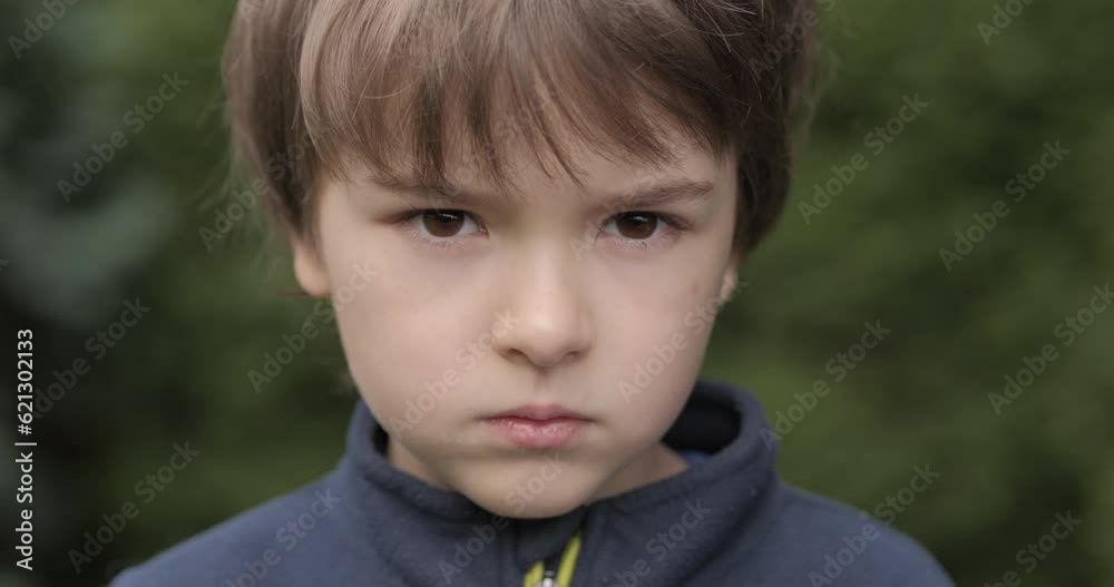Portrait Sad Little Child Boy Looking at Camera. Thinking Curiosity ...