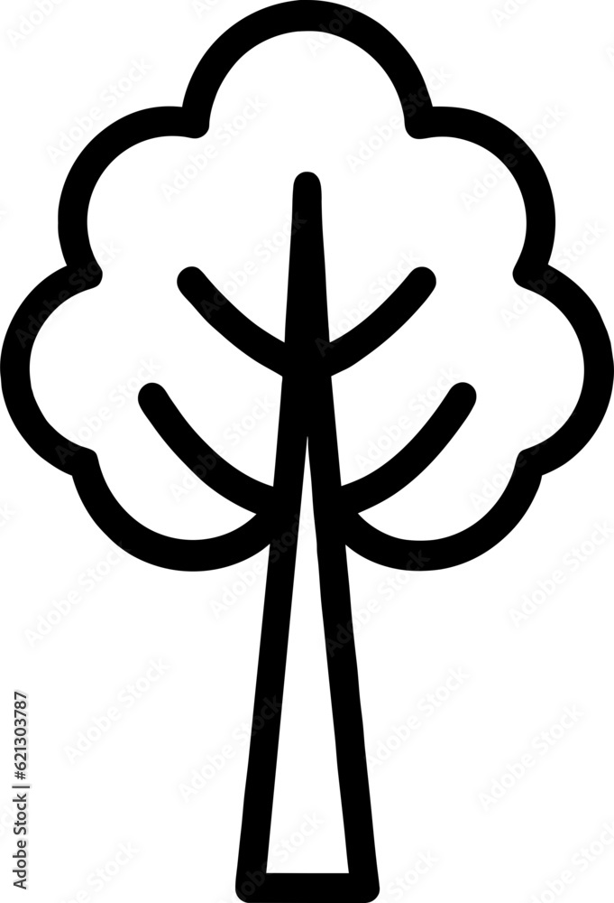 Tree icon with simple line design, tree vector illustration, Simple ...