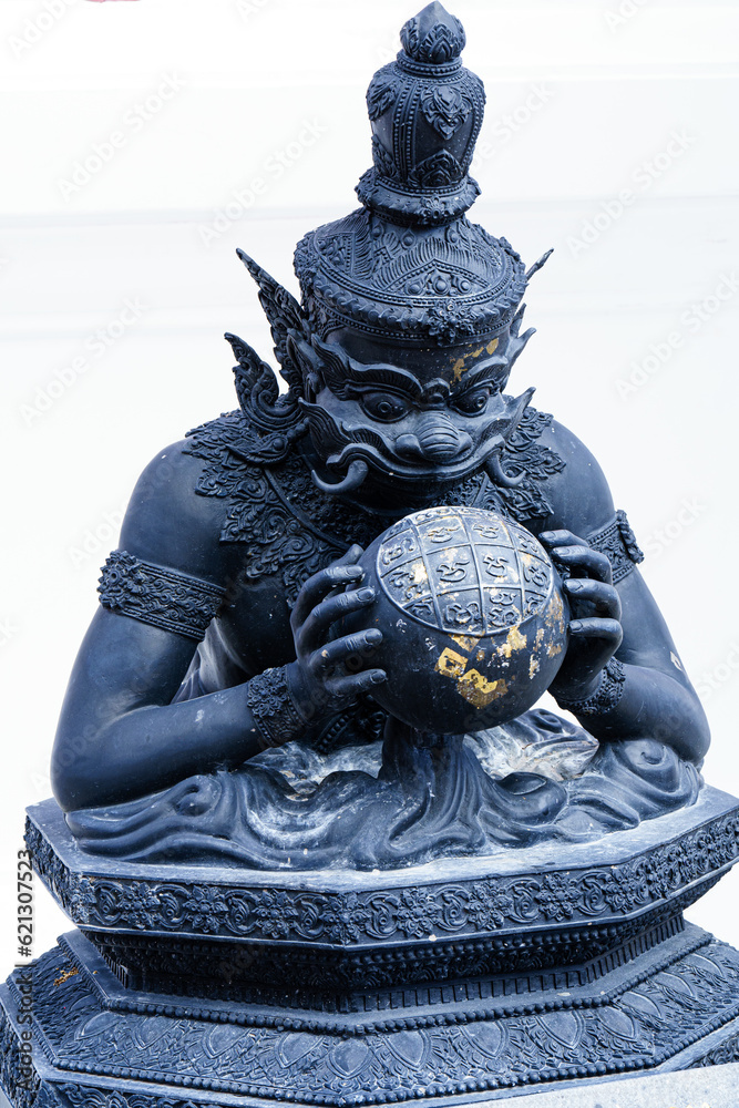 Phra Rahu the name of Thai and India god, The black giant eating the ...