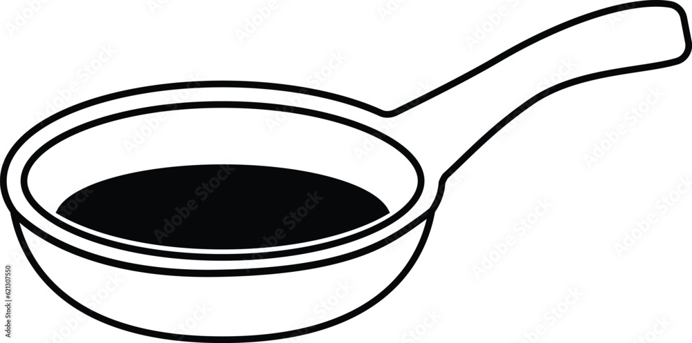 Frying pan hand drawn outline doodle icon. Pan for frying food on heat ...
