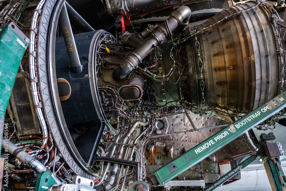 Gas turbine engine is a power plant of an aircraft industry. Stock-Foto ...