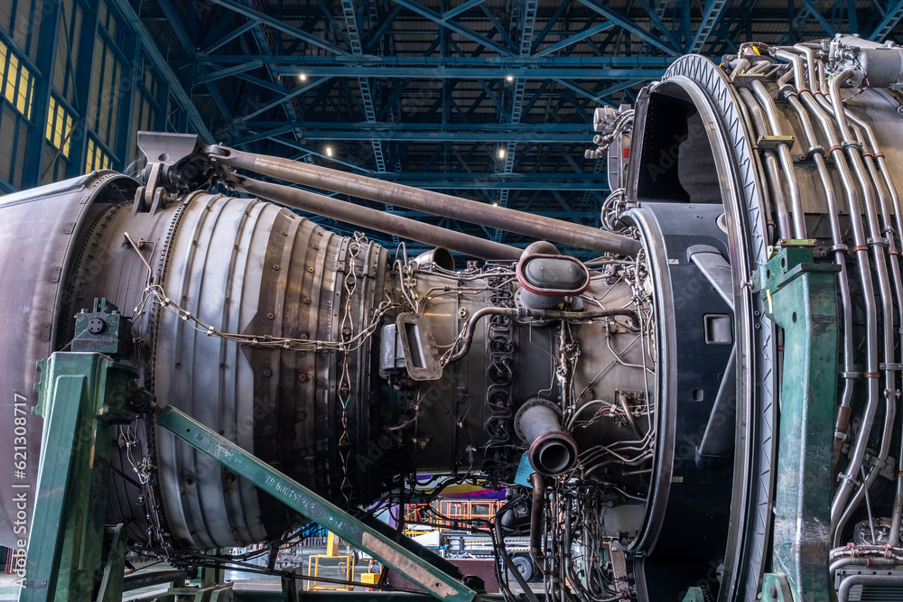 Gas turbine engine is a power plant of an aircraft industry. Stock ...