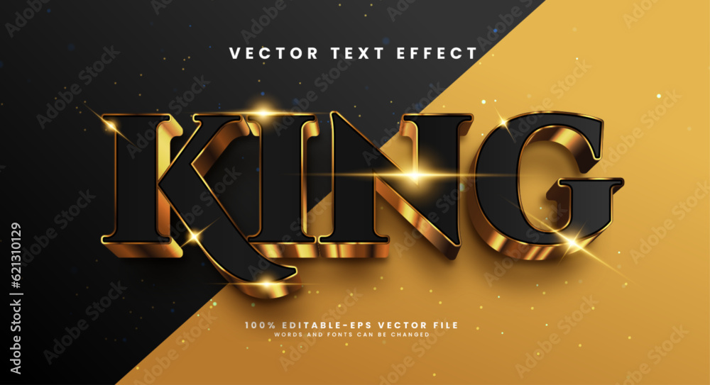 Vetor de King golden editable vector text effect. Luxury text effect. do Stock | Adobe Stock