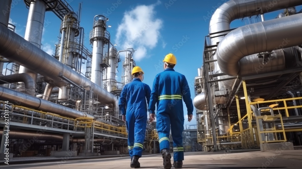 Professional engineer working in a petroleum refinery, Oil refinery and ...