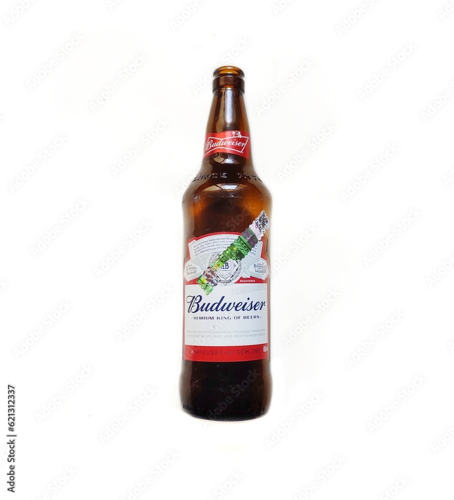 Guwahati, Assam, India - July 5, 2023 : Budweiser Premium Beer bottle ...