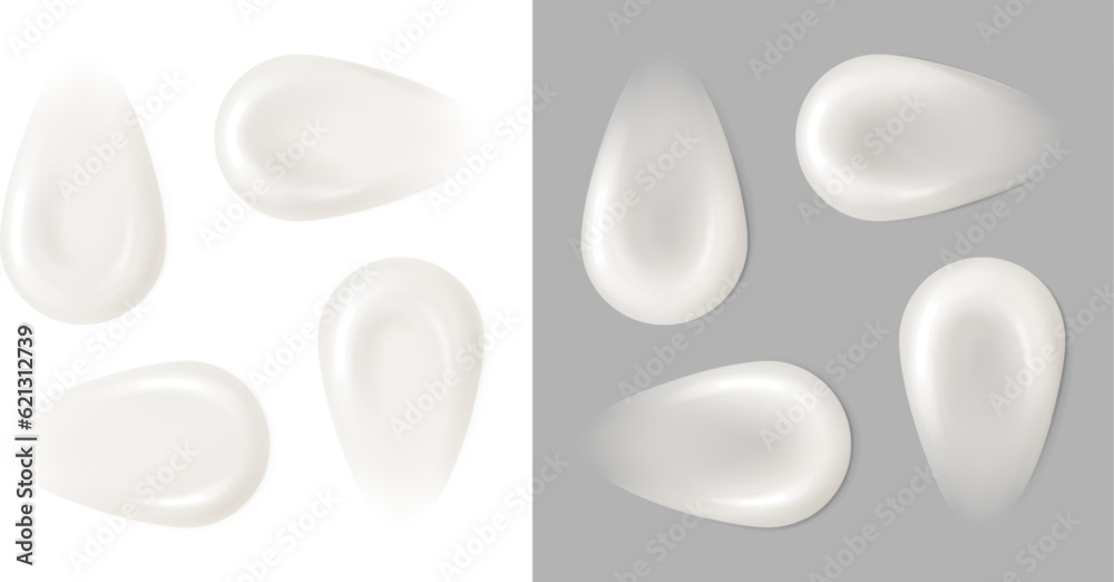 White facial moisture cream gel texture sample. Light milky hand lotion ...
