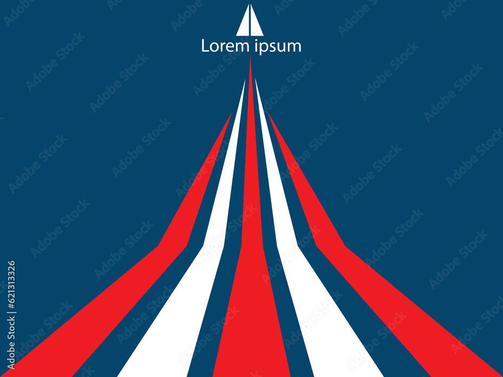 paper airplane background with red and white lines on blue background ...