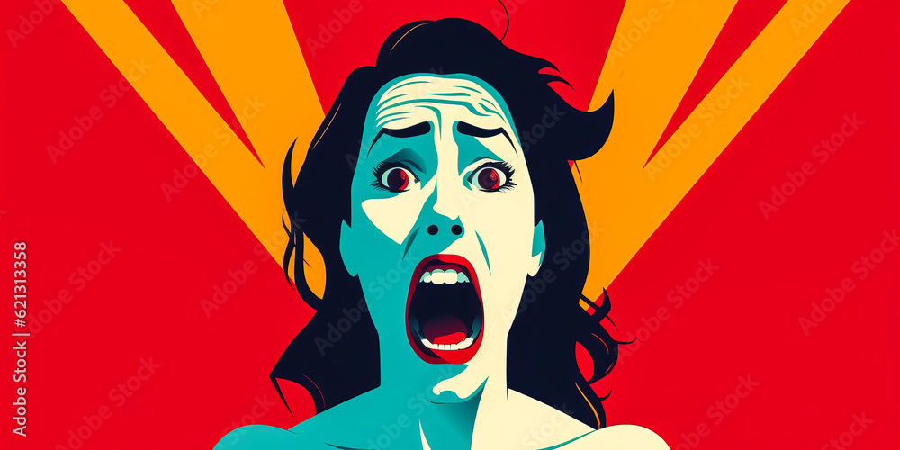 Captivating vintage image of a woman displaying intense fear; the raw ...