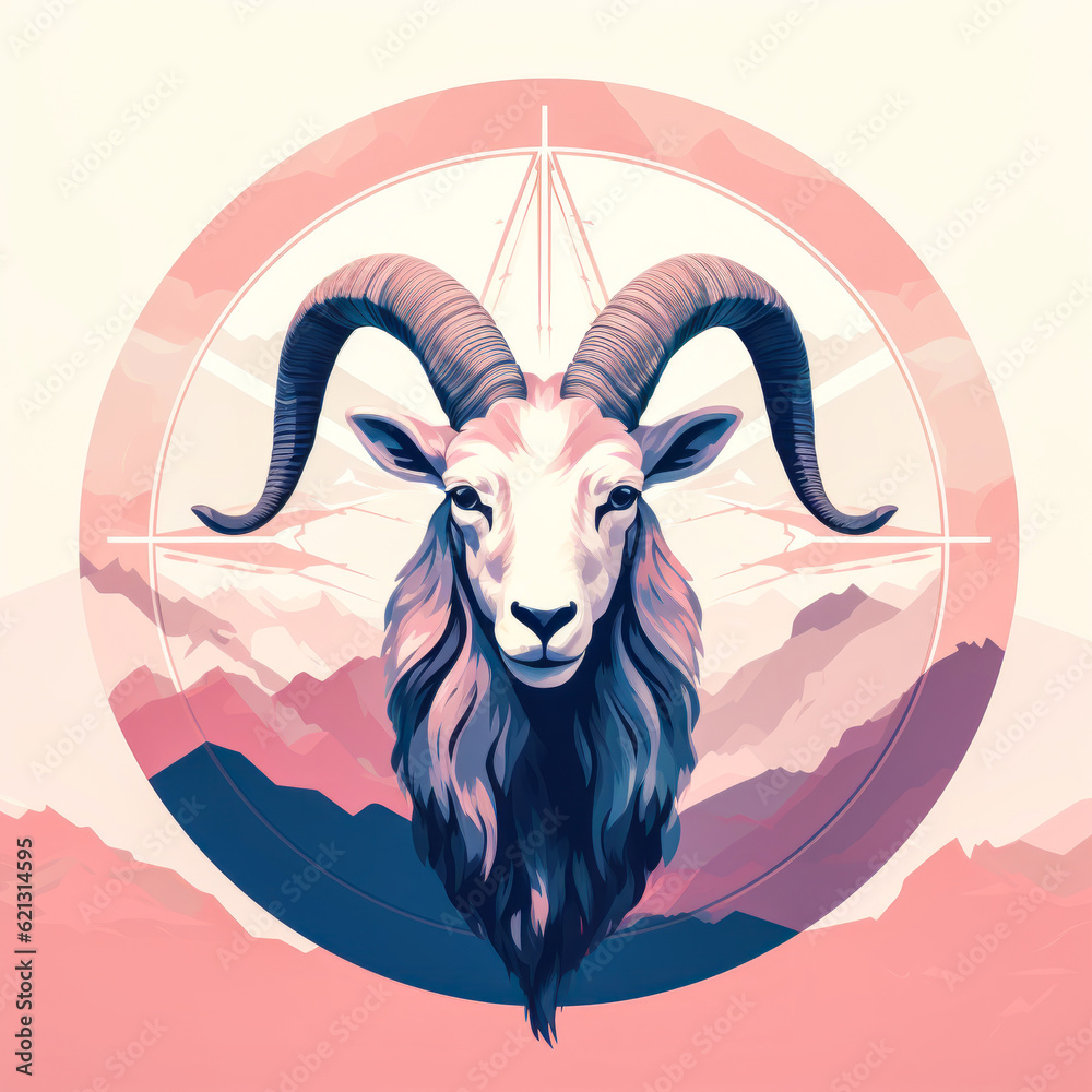 Charming, minimalist depiction of the astrological Capricorn in a ...