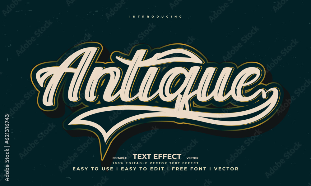 vintage retro editable text effect alphabet font typography typeface ...