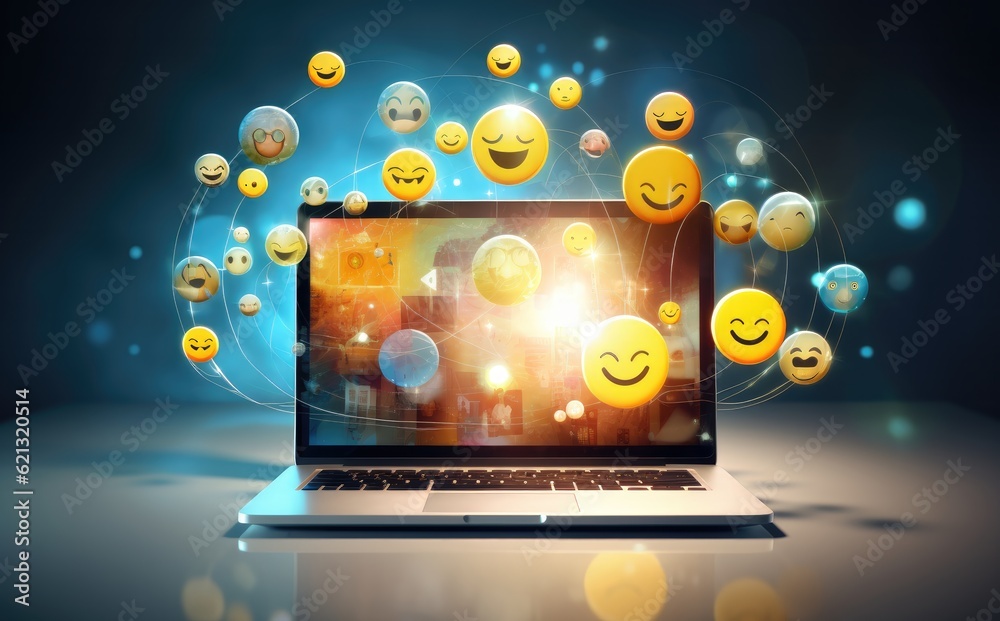 Emoticons, Smiles, Emoji, Fluttering, Floating, Laptop, Notebook, Pc ...