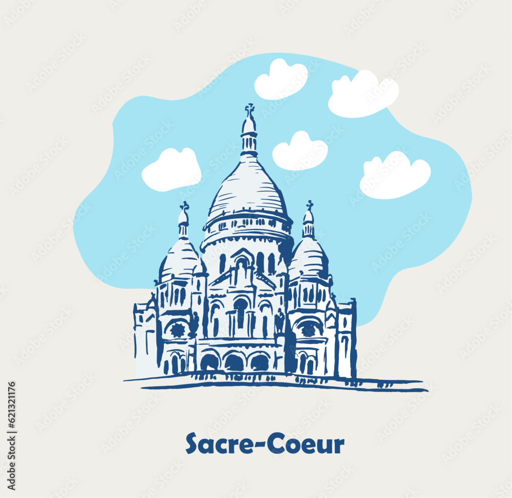 Poster Travel ,Sacre Coeur Basilica , Basilique Du Sacré-Cœur, France ...
