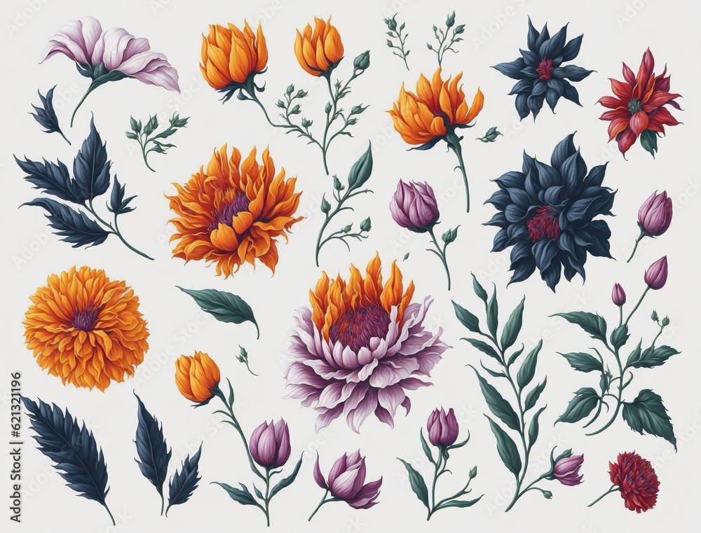 Watercolor Floral Clipart, Colorful Flowers Clipart, Watercolor Clipart ...