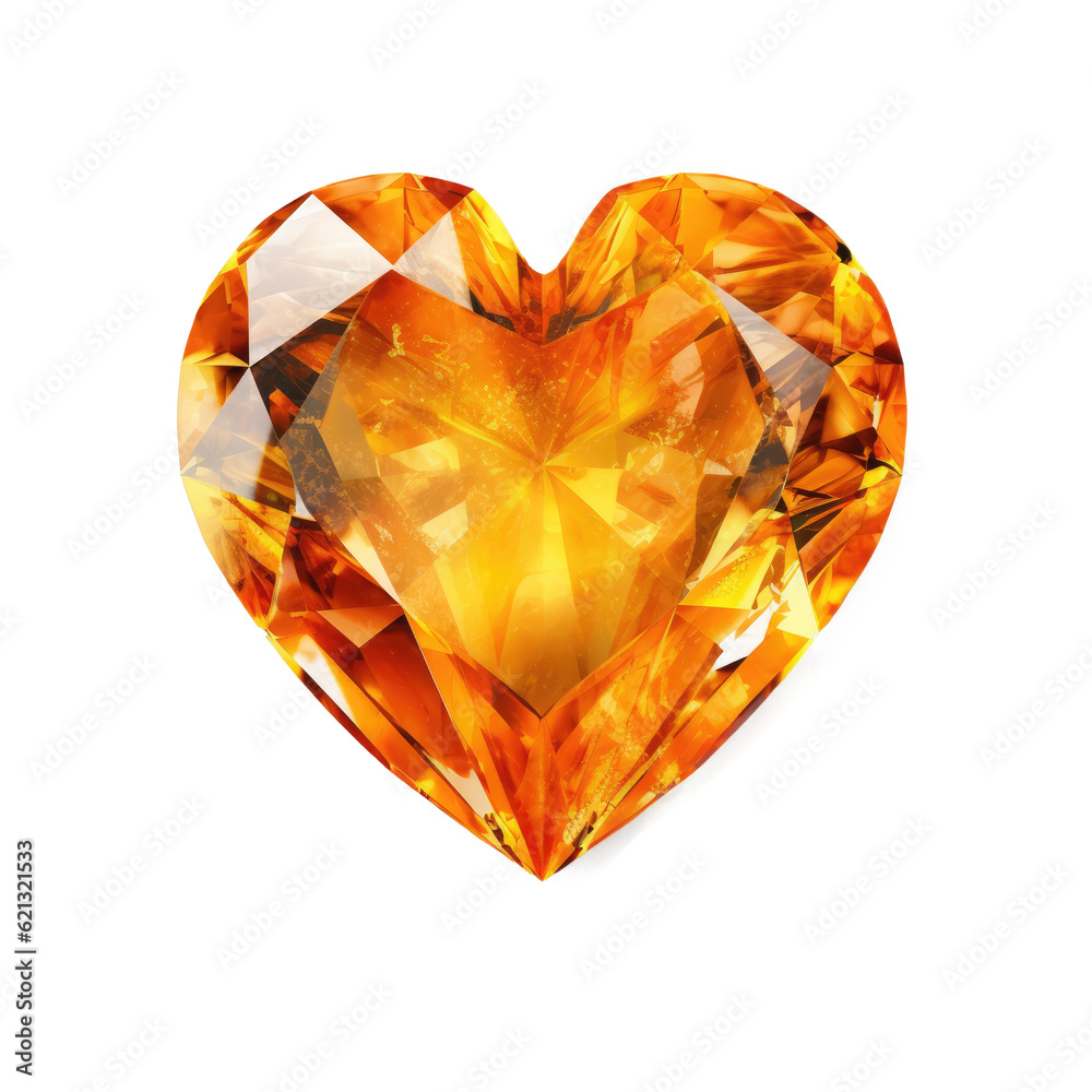 heart shaped topaz yellow orange colors , isolated on transparent ...