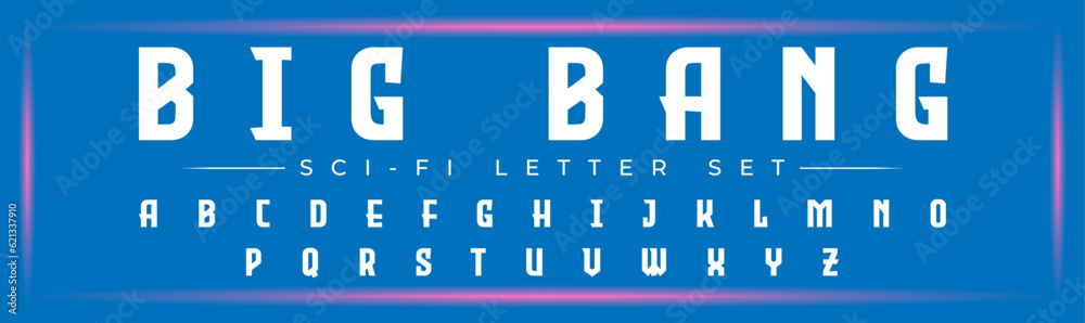 BIG BANG, Sports minimal tech font letter set. Luxury vector typeface for company. Modern gaming ...