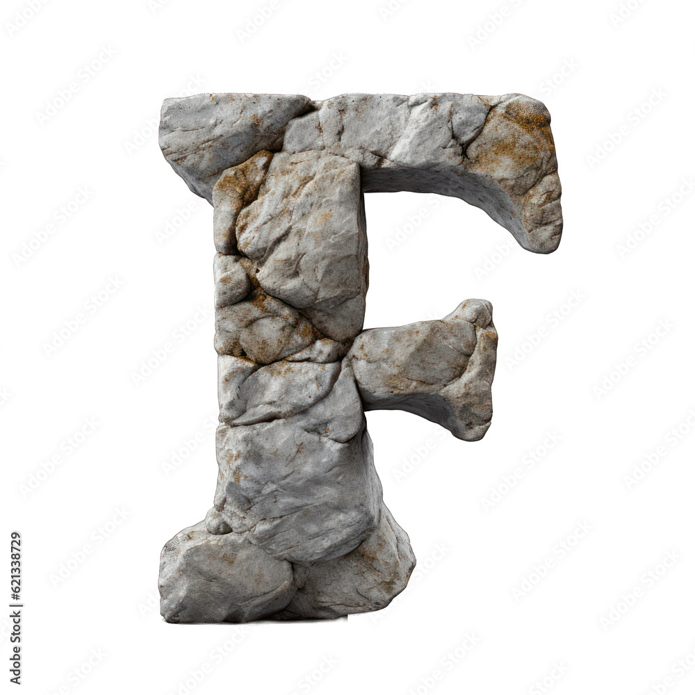 letter F in stone granite texture, typography lettering font ...