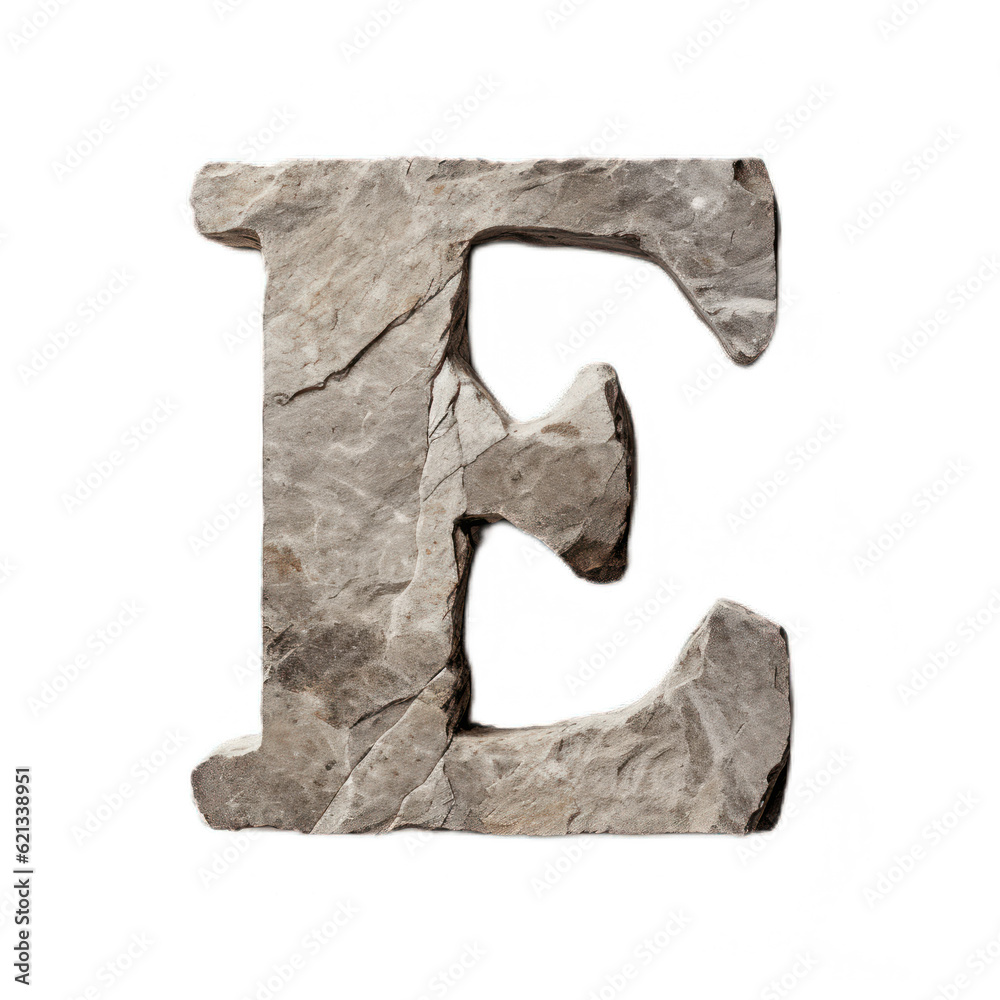 letter E in stone granite texture, typography lettering font ...