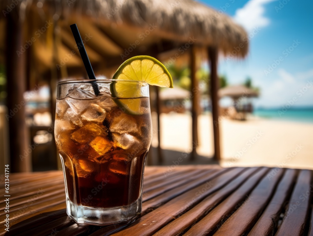 closeup photo of a fresh cold cola soda drink in a glass with a lime ...