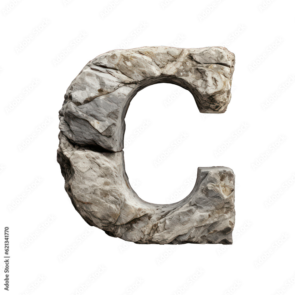 letter C in stone granite texture, typography lettering font ...