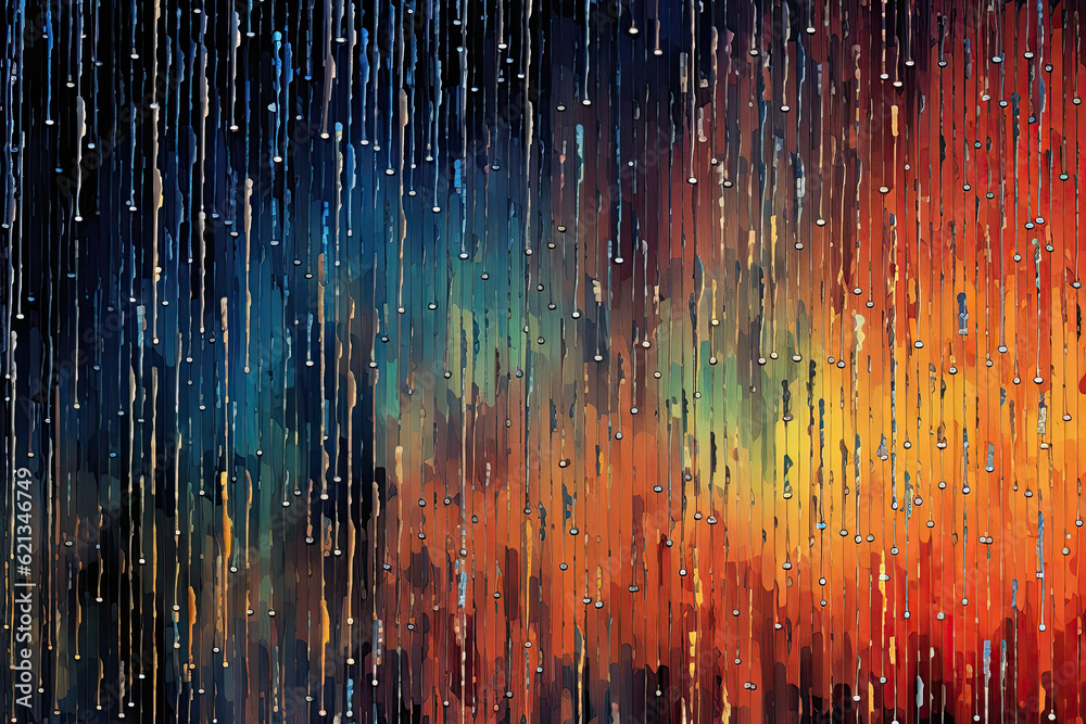 Abstract Rainfall Symphony: mesmerizing panorama depicting an abstract ...