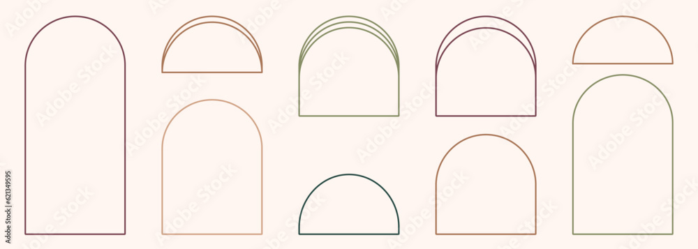 Modern minimalist aesthetic line arch frames in trendy boho style ...