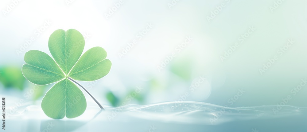 Single good luck four-leaf clover with copy space for text. Background ...