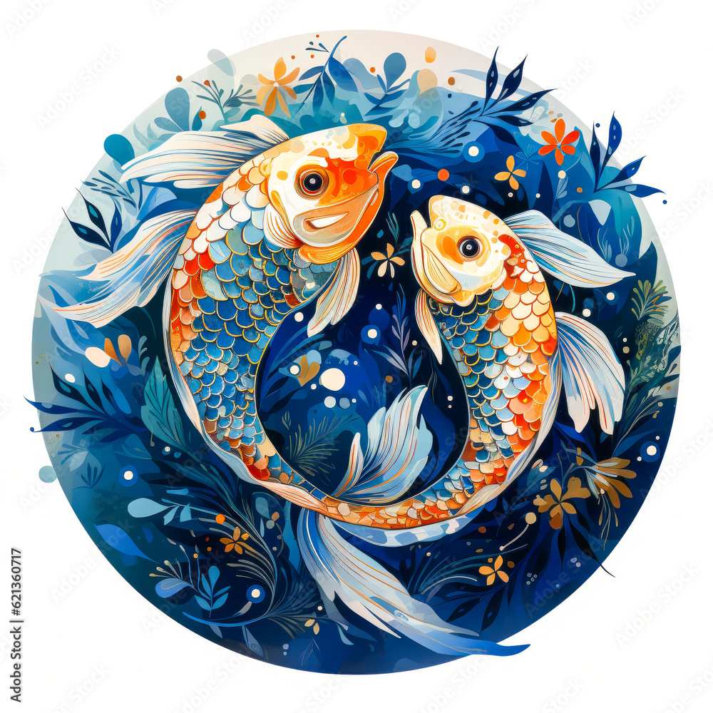 Captivating minimalist design of pixel-style Pisces zodiac sign ...