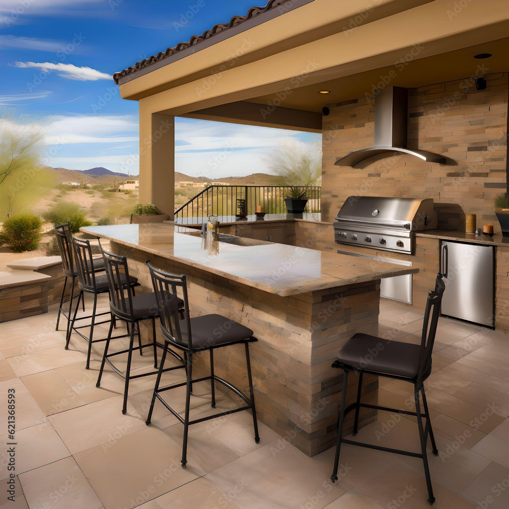 Luxurious custom outdoor kitchen & outdoor living area design sample ...