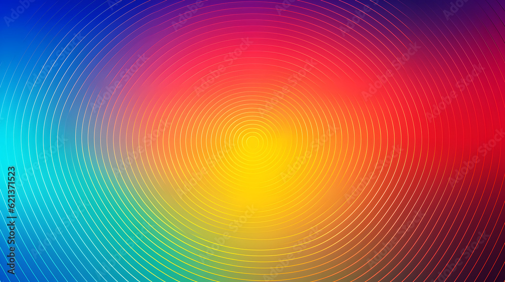 Color gradient background, neon gradation circles with halftone grain ...