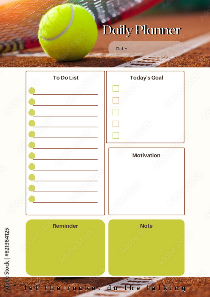 Tennis planner digital planning insert sheet printable page template ...
