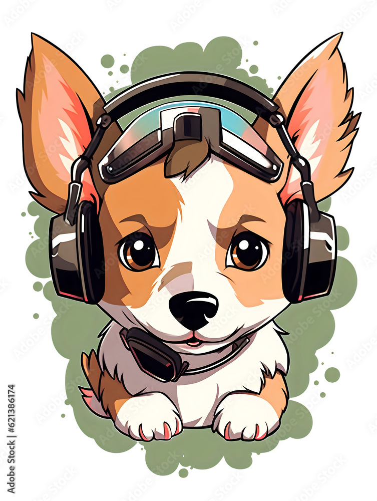 signalman puppy, drawing isolated on white or transparent background as ...