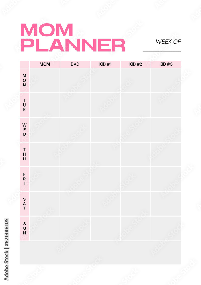 Planner for moms digital planning insert sheet printable page template ...